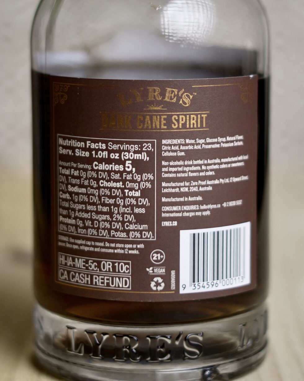 Lyre’s Dark Cane Spirit | Rum Runner Labs